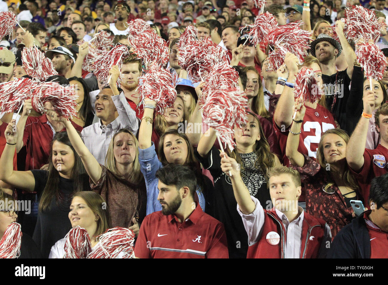 Alabama Crimson Tide fans celebrate a touchdown against LSU Tigers at ...