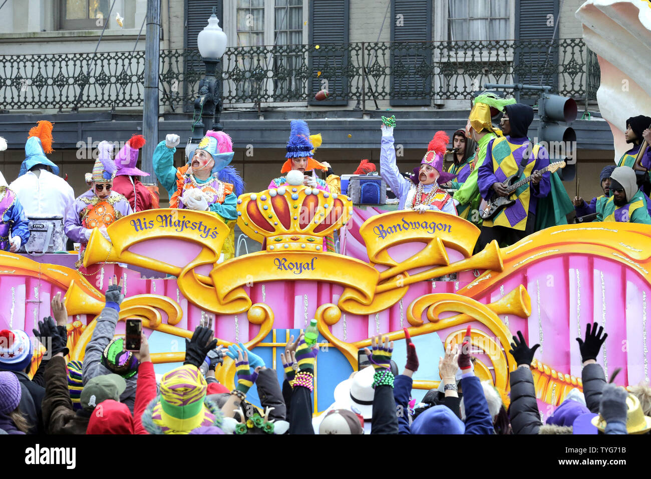 Members of Rex parade down St Charles Ave in New Orleans on March 5 ...