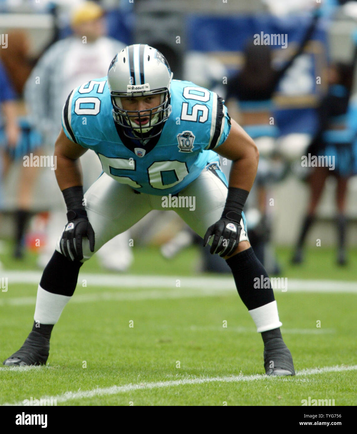 Carolina Panthers linebacker Vinny Ciurciu sets up against the San ...