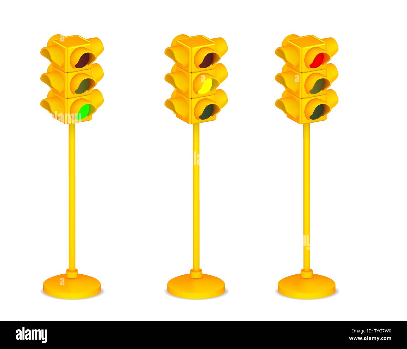 3d yellow traffic light isolated on white background Stock Vector Image ...