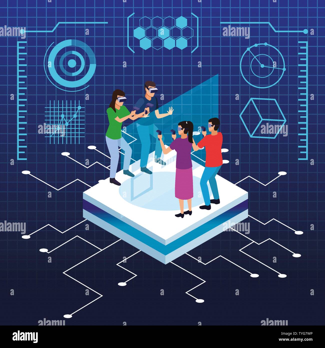 Virtual reality and friends cartoons Stock Vector Image & Art - Alamy