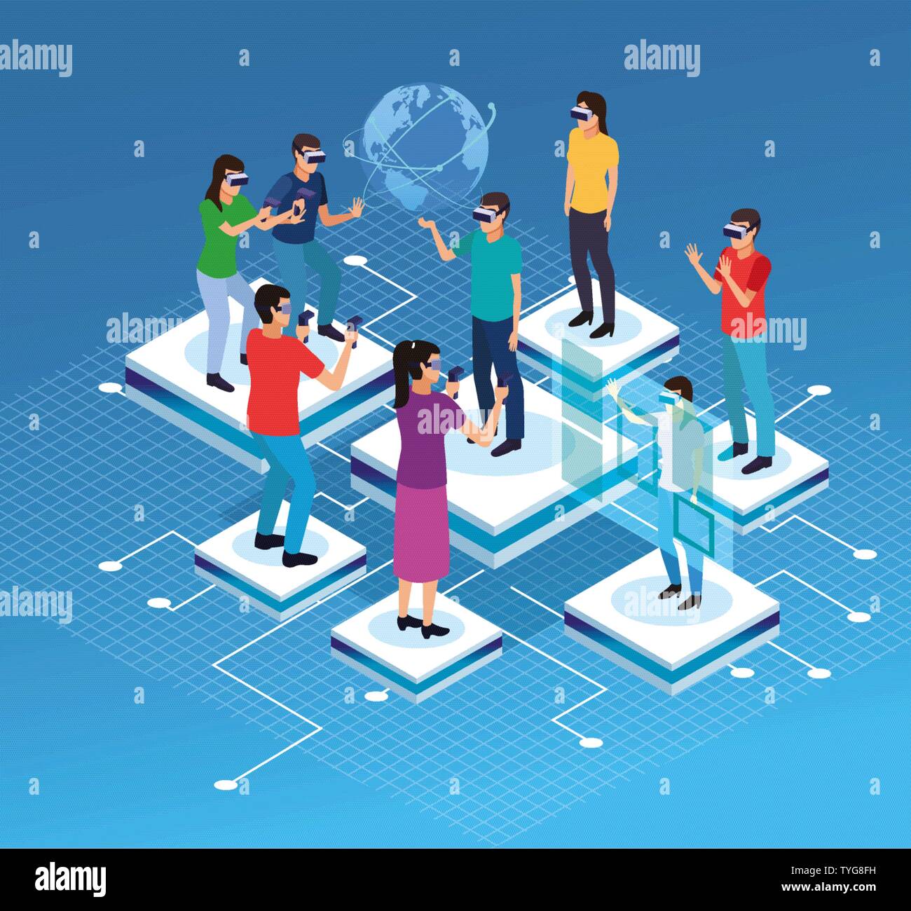 Virtual reality and friends cartoons Stock Vector Image & Art - Alamy