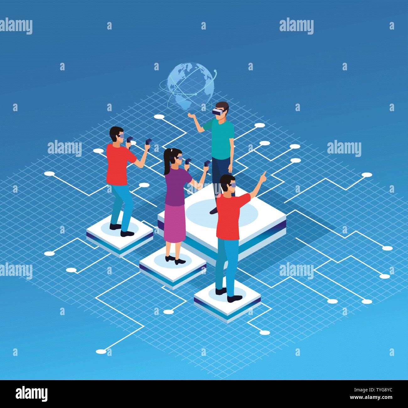 Virtual reality and friends cartoons Stock Vector Image & Art - Alamy