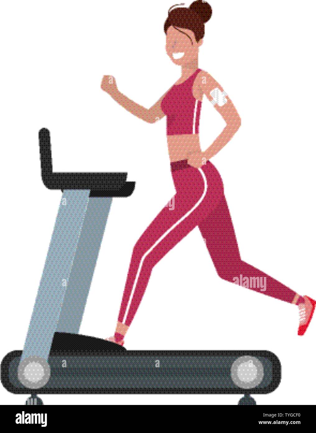 fitness exercise woman running over treadmill workout healthy fit ...
