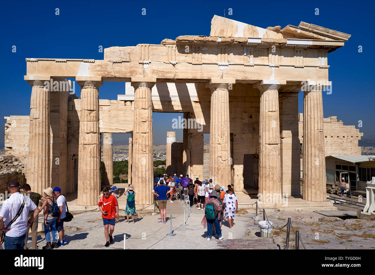 Athens Greece. Propylaea, the gate at the entrance of the Acropolis ...