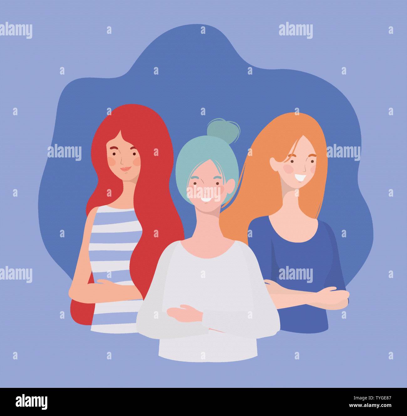 group of young women standing characters Stock Vector Image & Art - Alamy