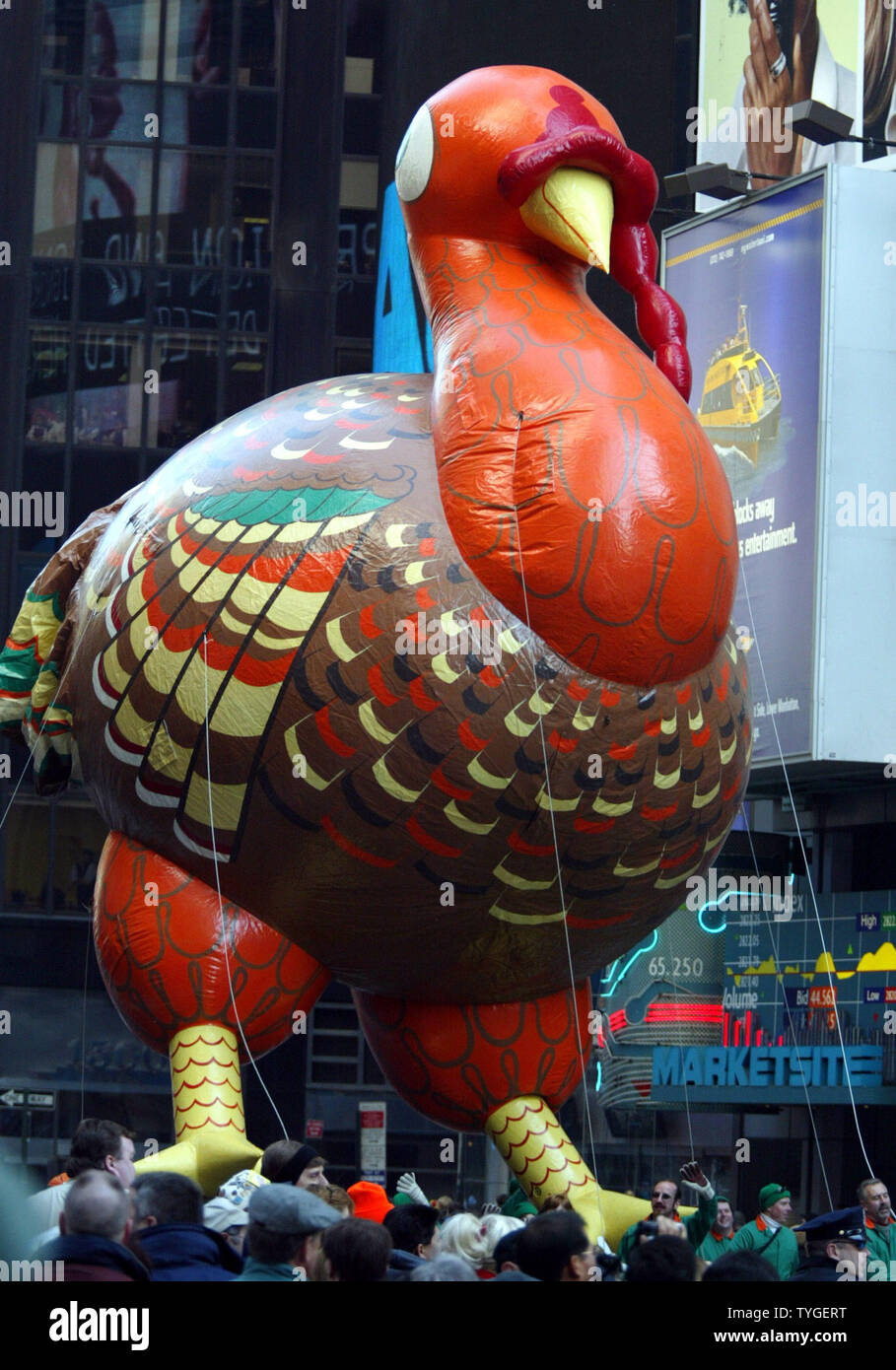 The giant Turkey balloon makes it's way down Broadway at the 77th Anual ...