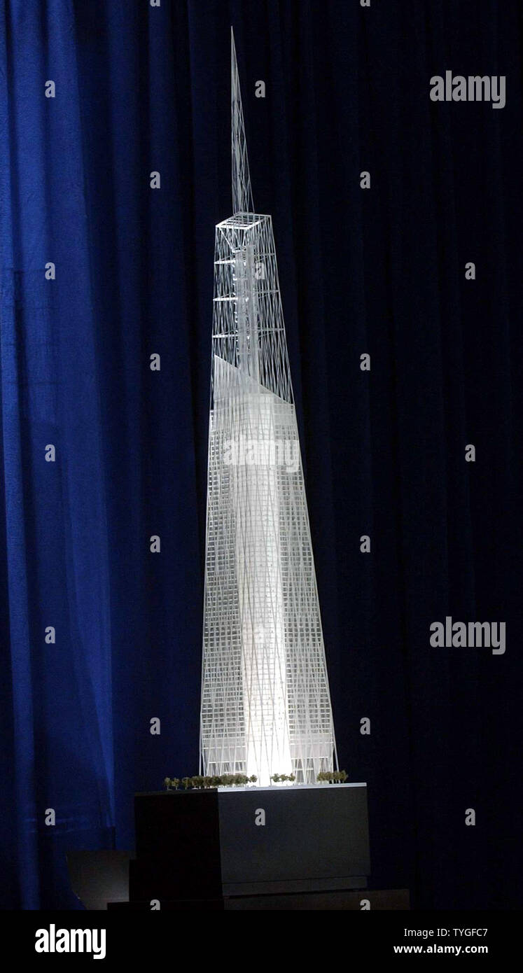 A scale model of "The Freedom Tower" by architects Daniel Libeskind and ...