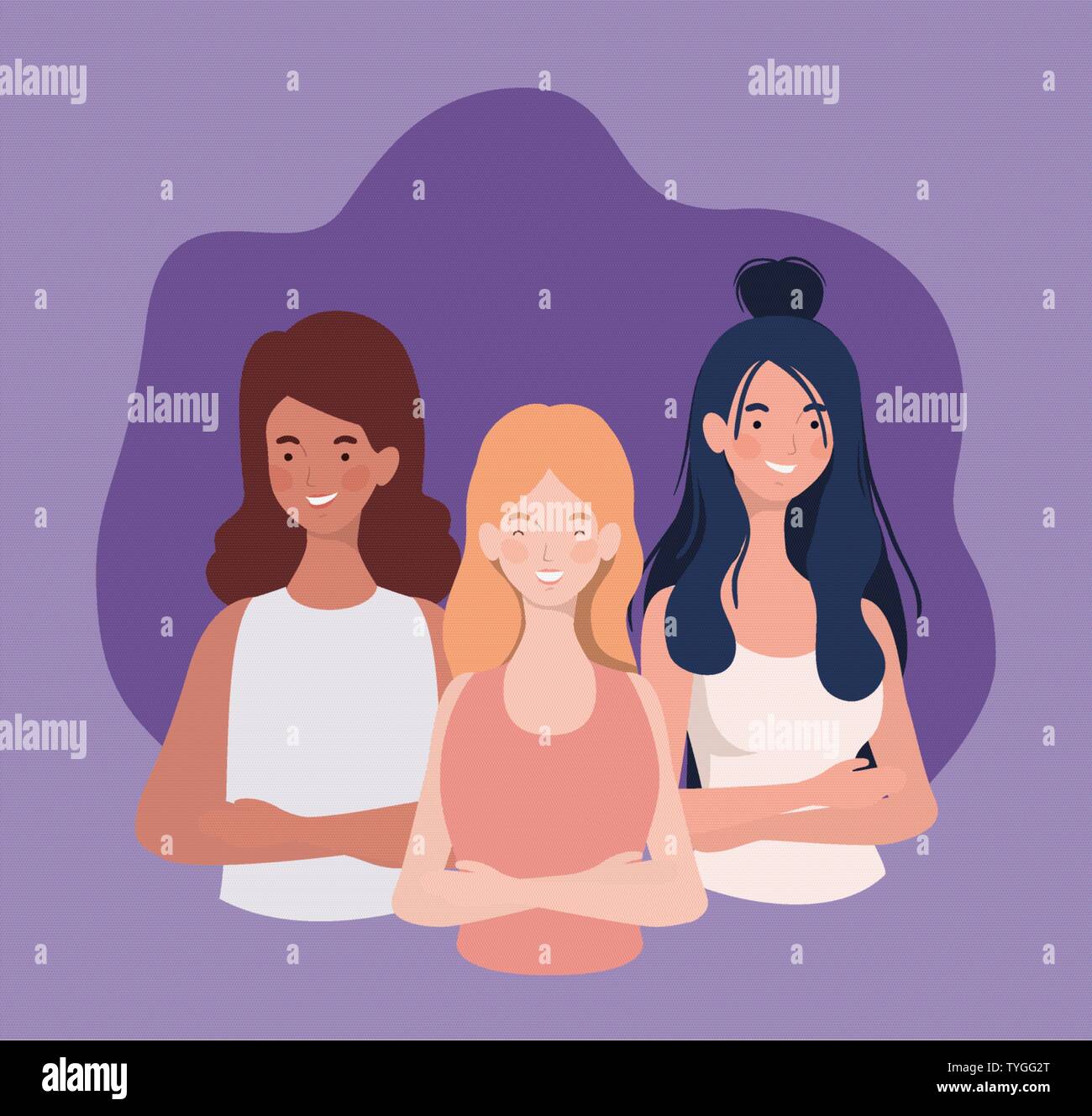 group of young women standing characters Stock Vector Image & Art - Alamy