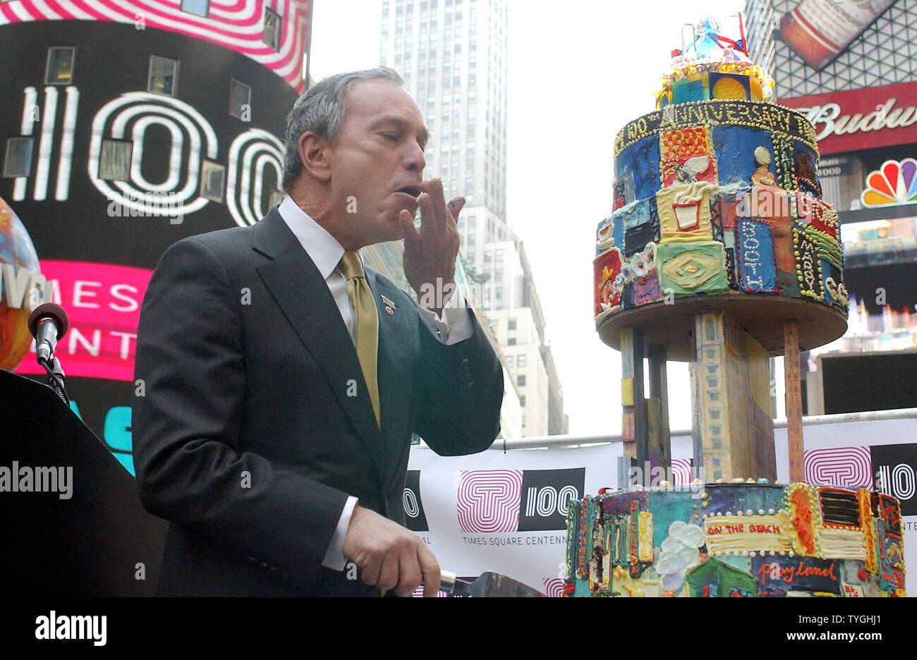 New York City's Mayor Michael Bloomberg licks his fingers on April 7 ...