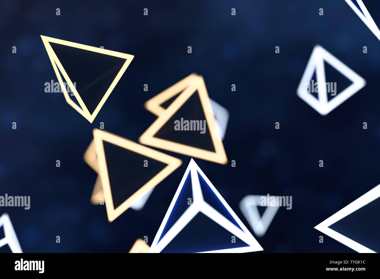 Transparent triangle gem in the three-dimensional rendering,dark ...