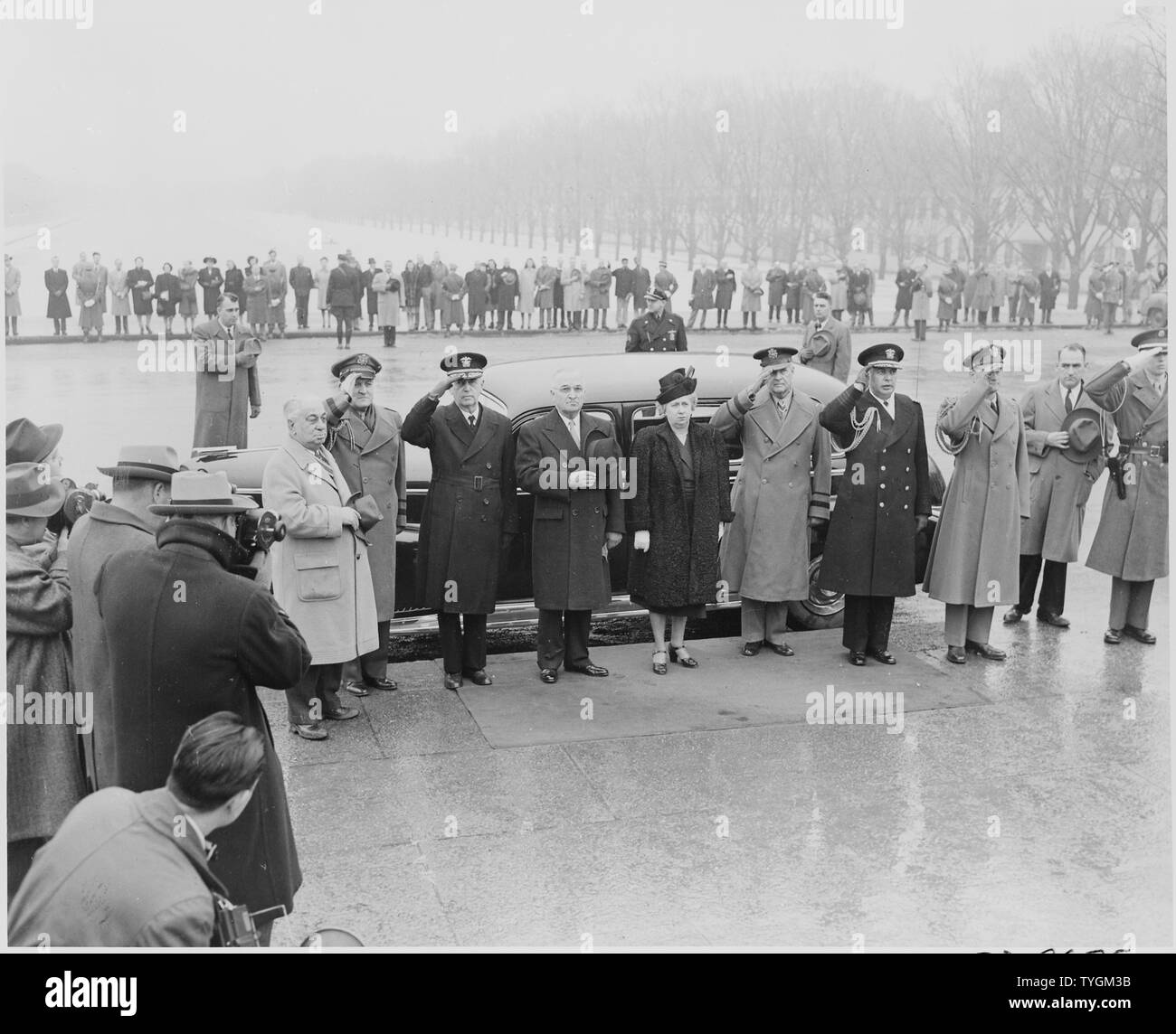 President Truman arrives for a ceremony at the Lincoln Memorial for ...