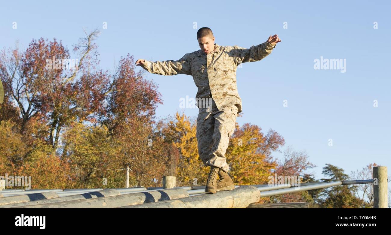 A U.S. Marine candidate with Officer Candidate School (OCS) walks ...