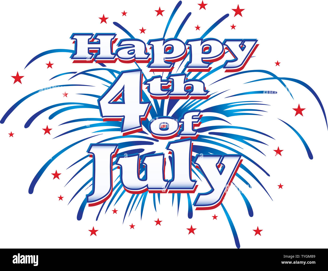 Happy 4th of July Fireworks Design Stock Photo - Alamy