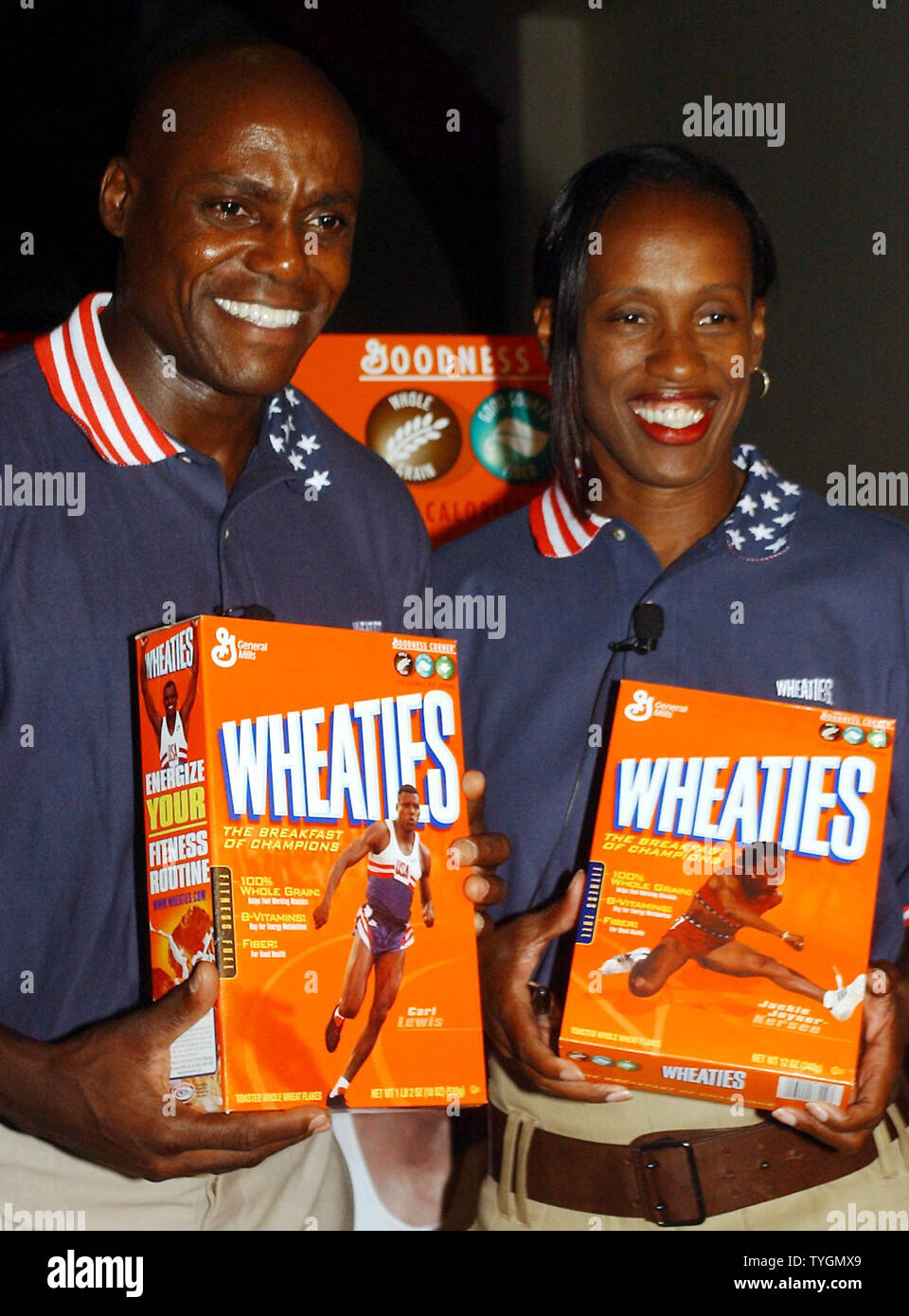 Track and Field legends Carl Lewis and Jackie Joyner-Kersee pose at a ...