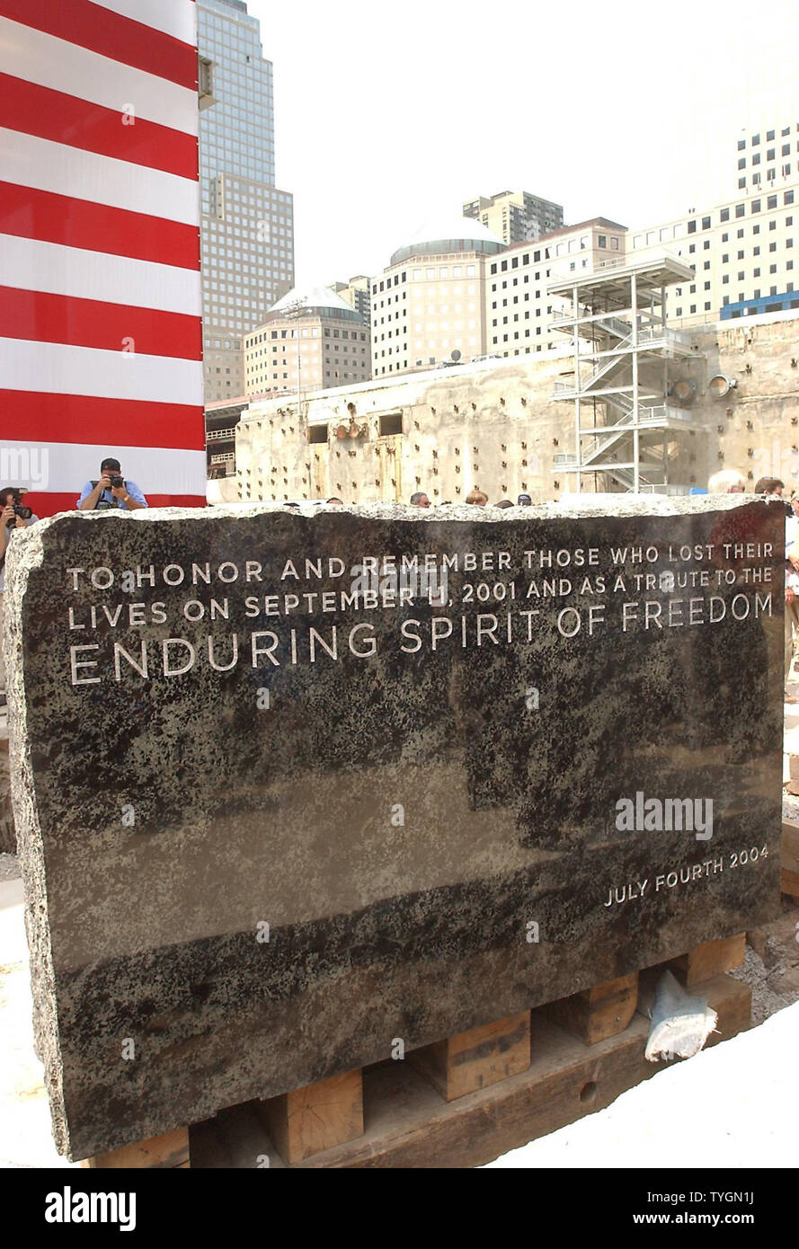 A 20 ton cornerstone for the 1,776 foot Freedom Tower is unveiled ...