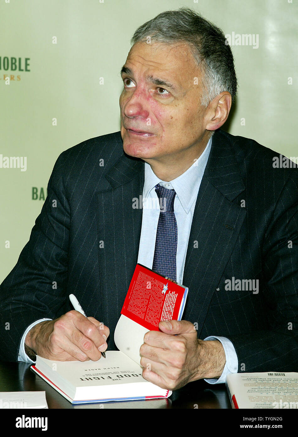 Ralph Nader signs copies of his new book "The Good Fight" at Barnes ...