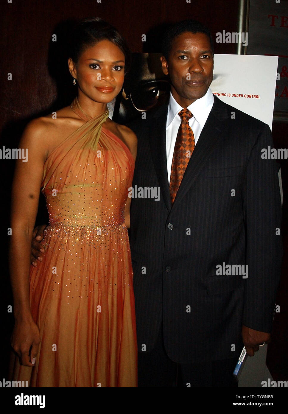 Actor Denzel Washington and his film co-star Kimberly Elise pose at the ...