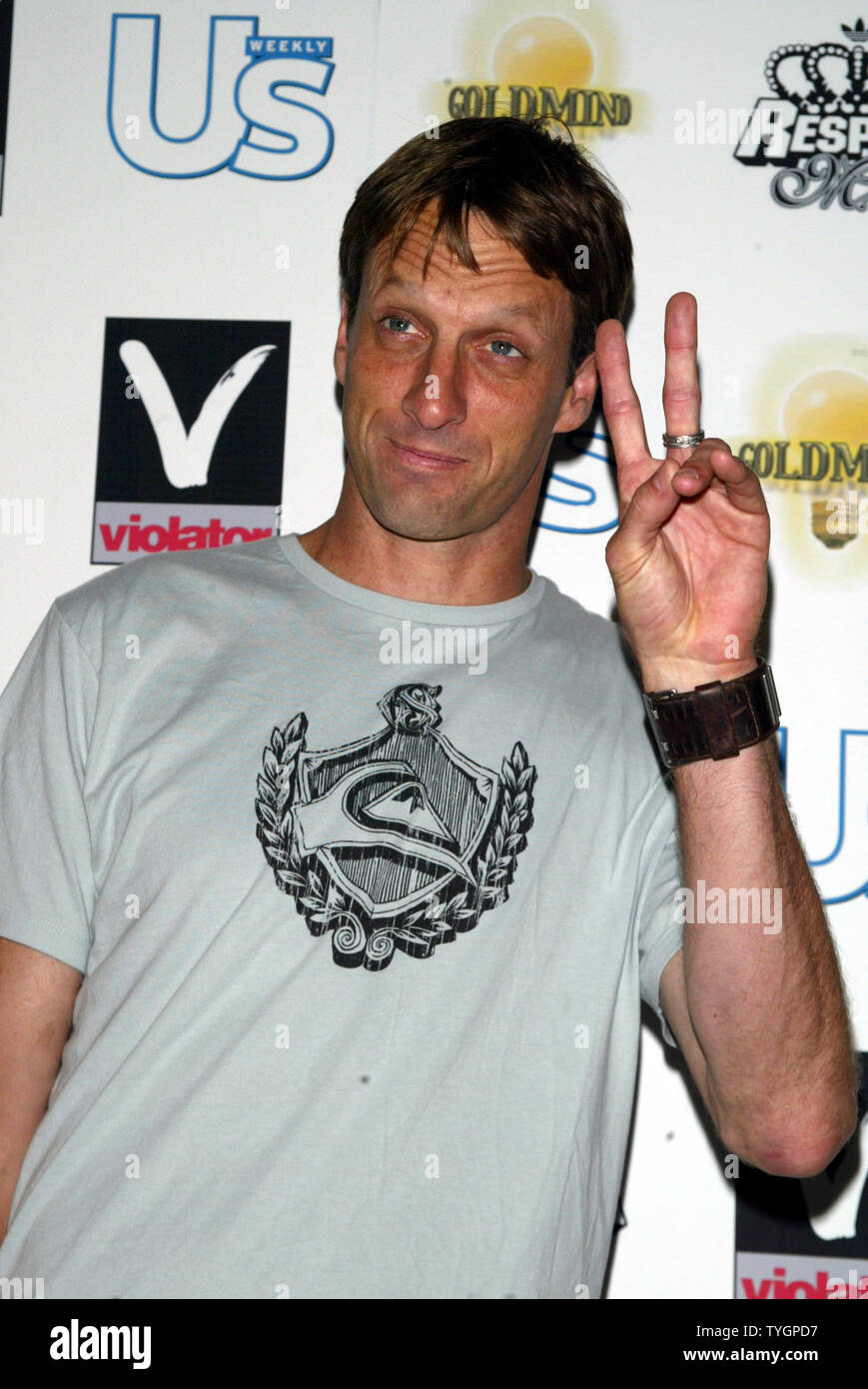 Tony Hawk poses for pictures at Missy Elliott's pre-MTV party at the ...