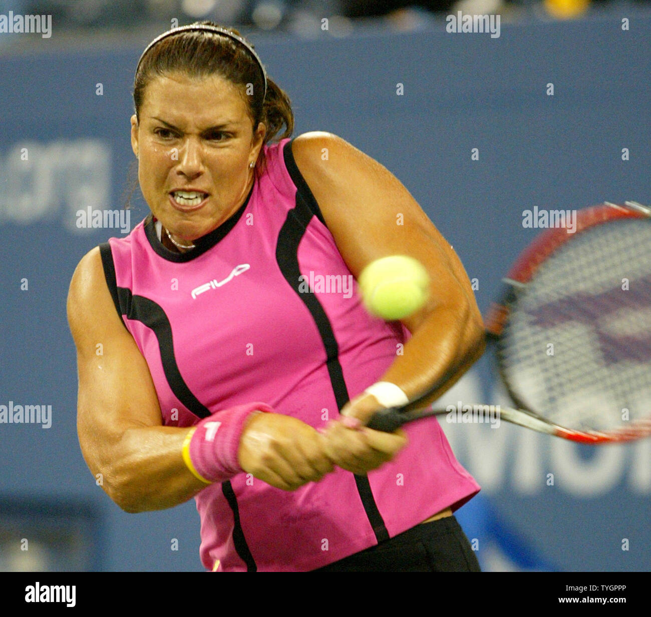 Jennifer Capriati hits a backhand during her second round straight sets ...