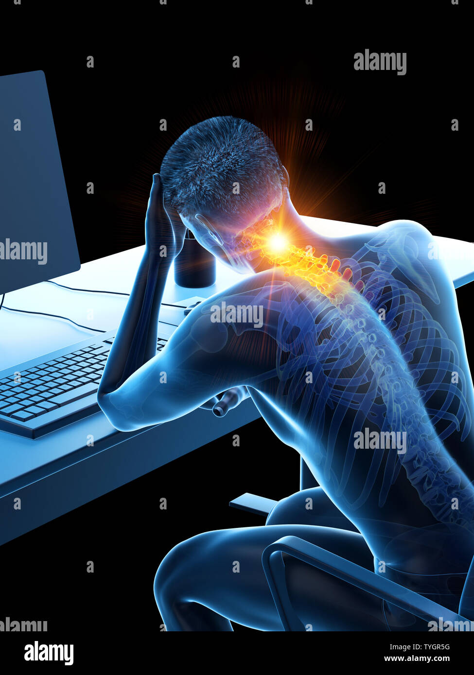 3d rendered medically accurate illustration of a man in an office ...