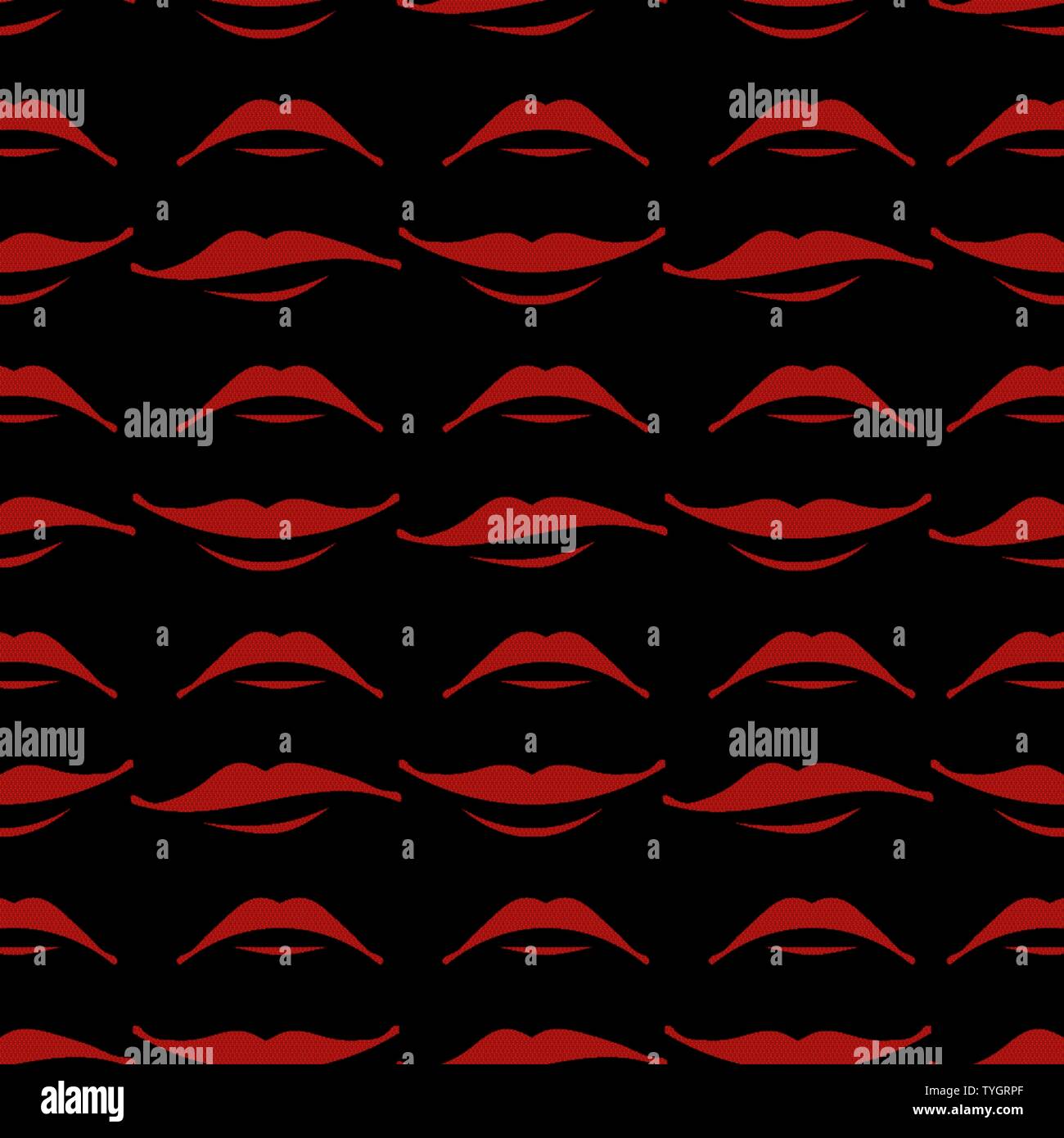Cartoon Smile Lips Seamless Pattern. Red Female Mouth. Different Facial ...