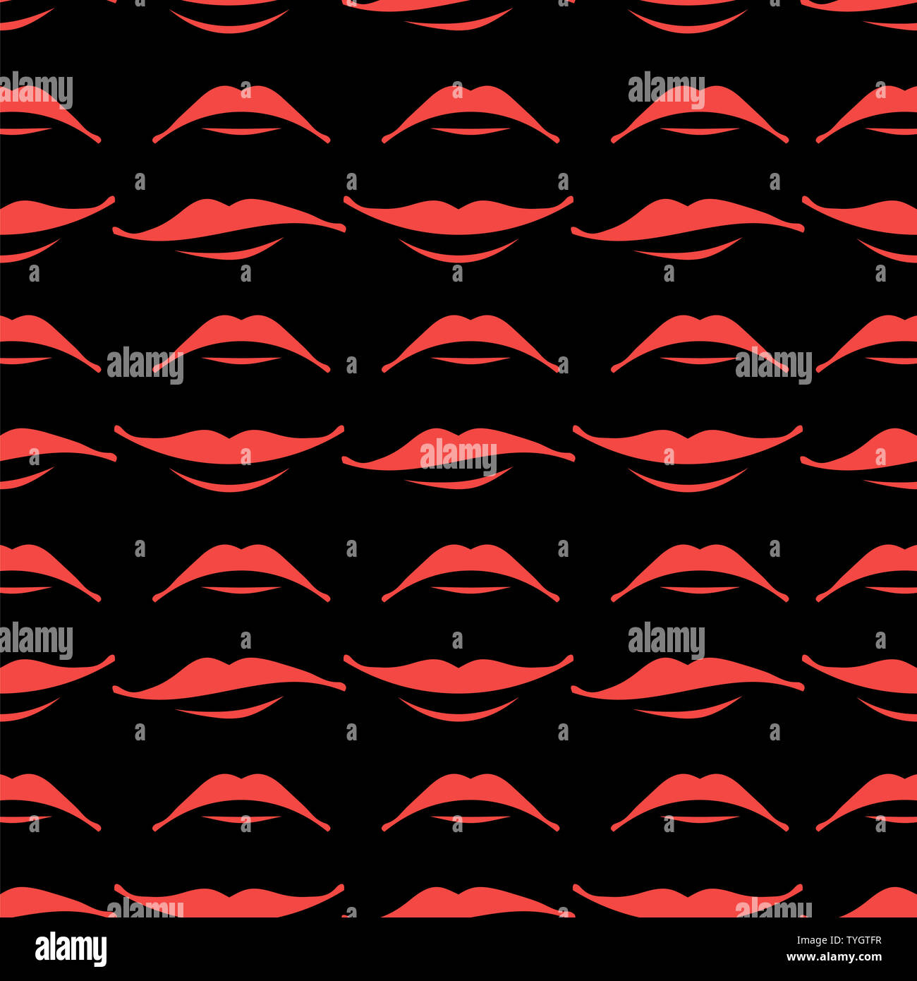 Cartoon Smile Lips Seamless Pattern. Red Female Mouth. Different Facial ...