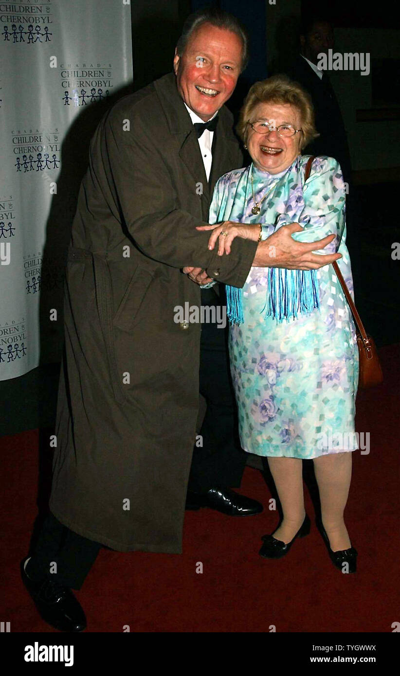 Actor Jon Voight kisses and poses with Dr. Ruth attending the Nov. 22nd ...