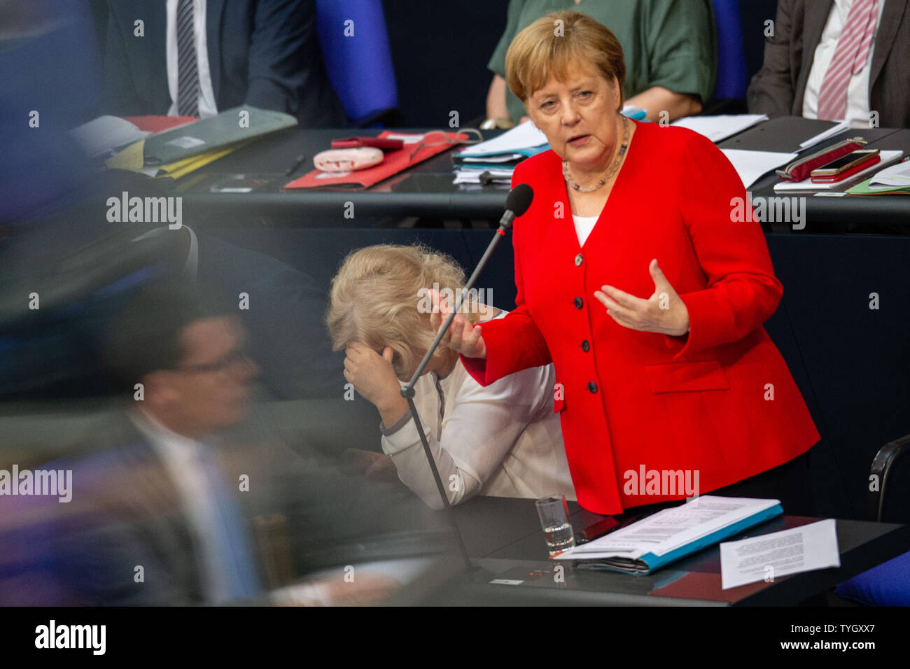 Berlin, Germany. 26th June, 2019. Chancellor Angela Merkel (CDU) speaks ...