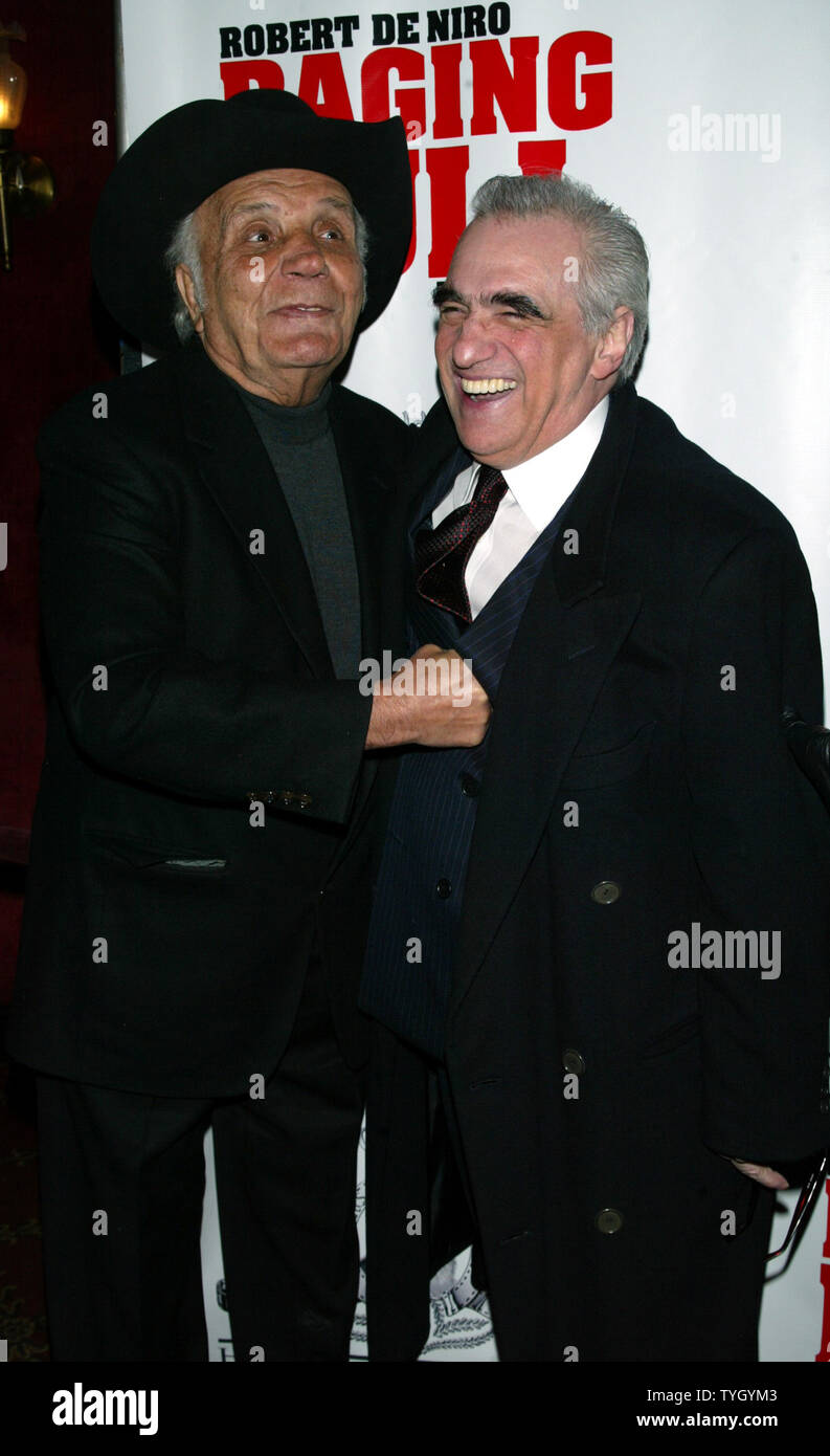 Jake LaMotta (left) and Martin Scorsese arrive for a special 25th ...