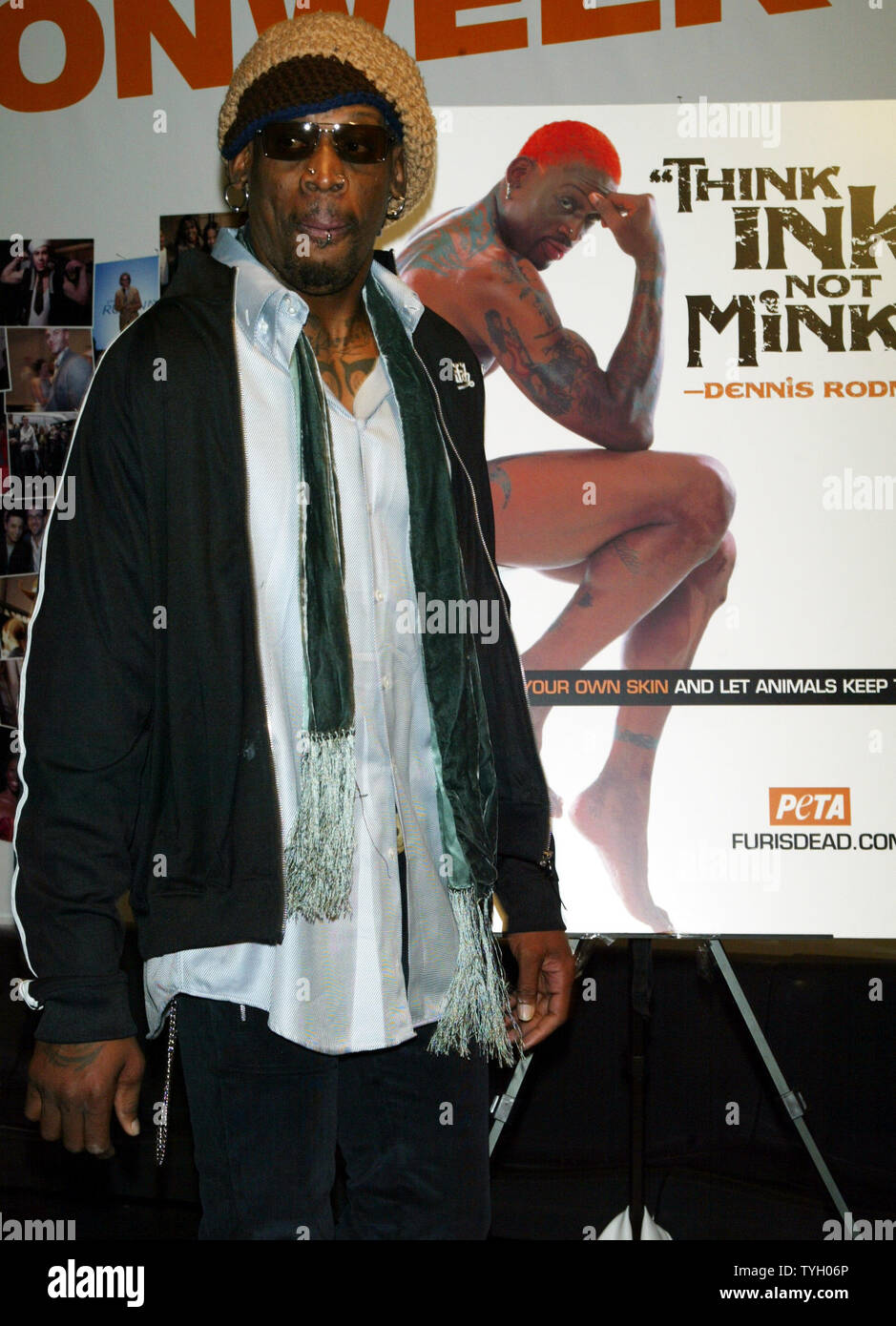 Dennis Rodman unveils his provocative new PETA ad "Think Ink Not Mink ...