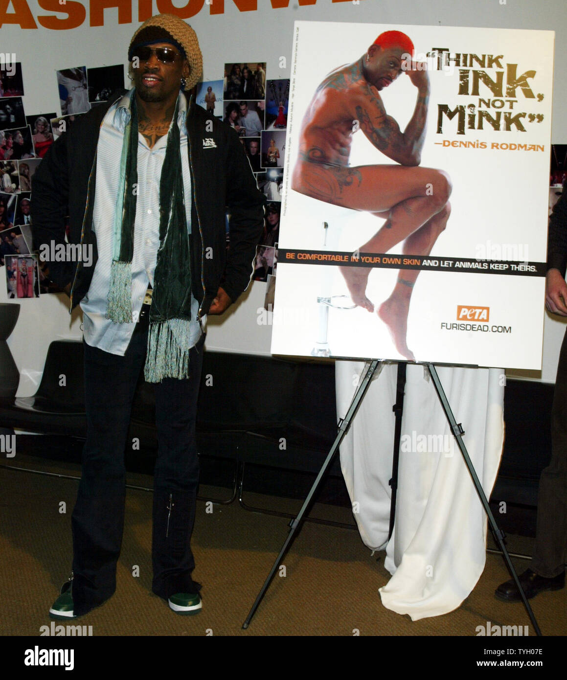 Dennis Rodman unveils his provocative new PETA ad "Think Ink Not Mink ...