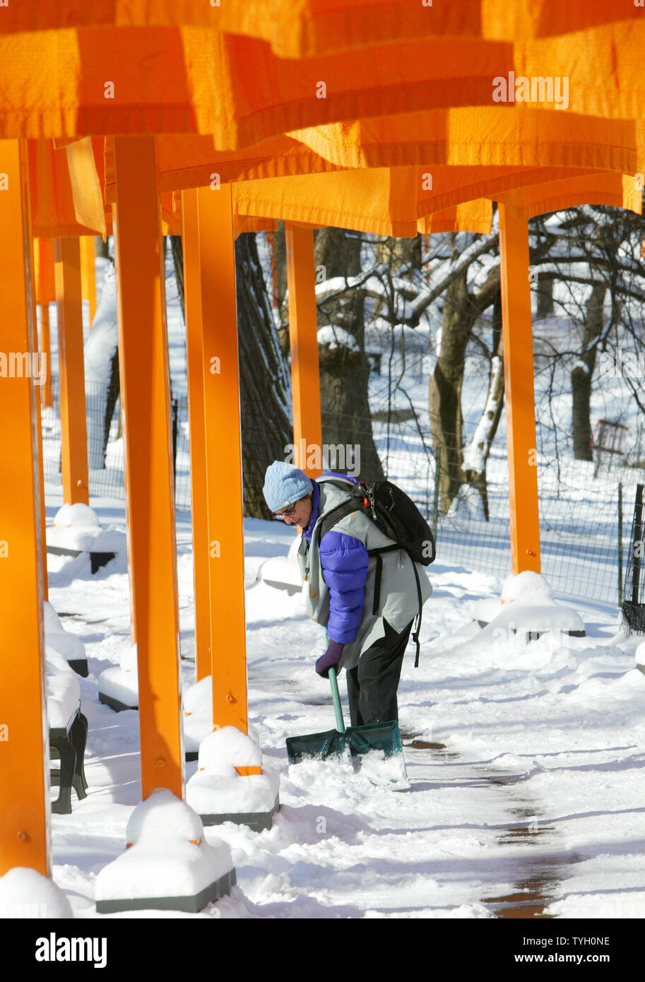 Jo Ann Silverstein, who is employed by the Christos, shovels the ...