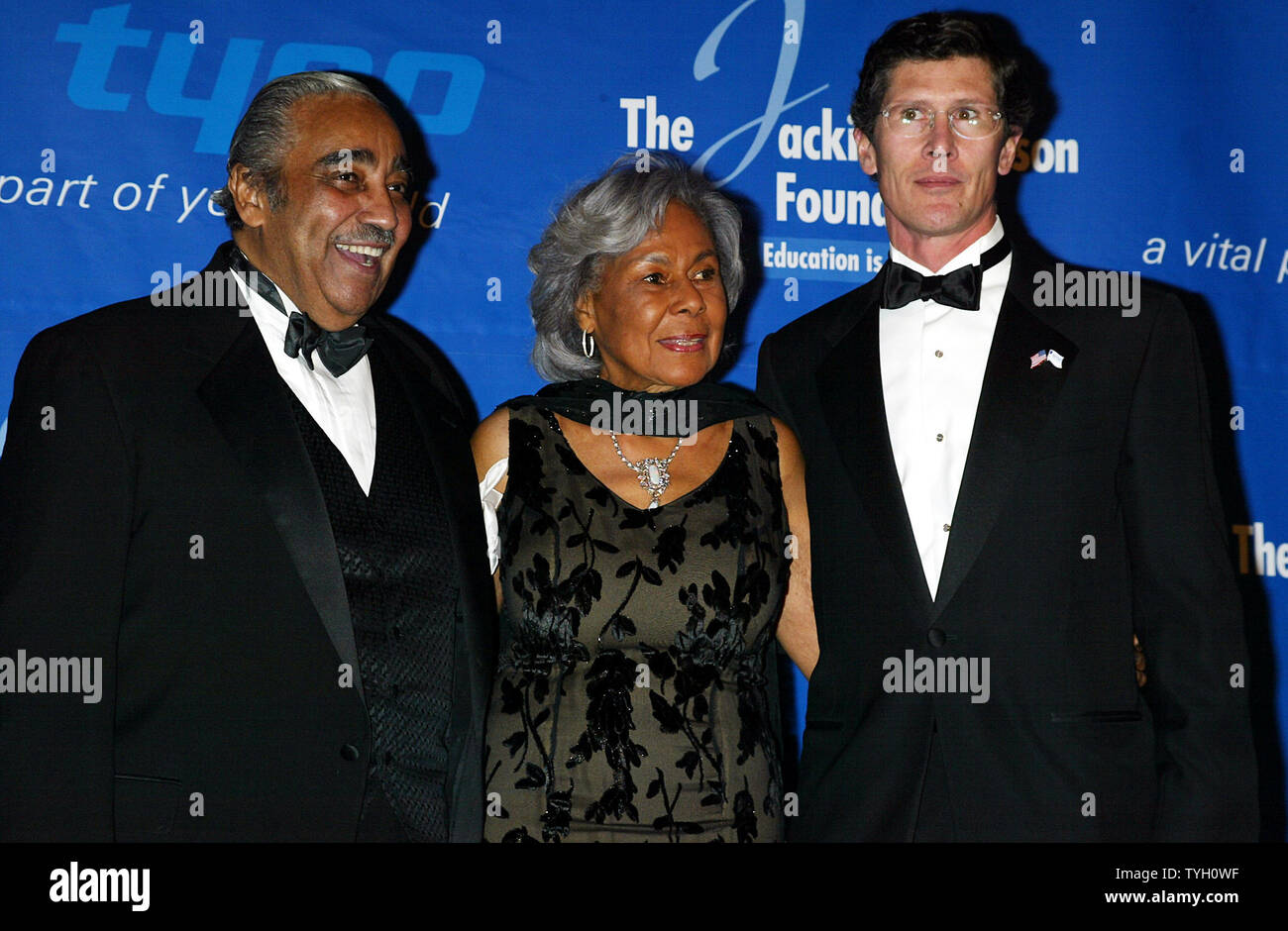 (Left to right): Congressman Charles Rangel, Rachel Robinson and John ...