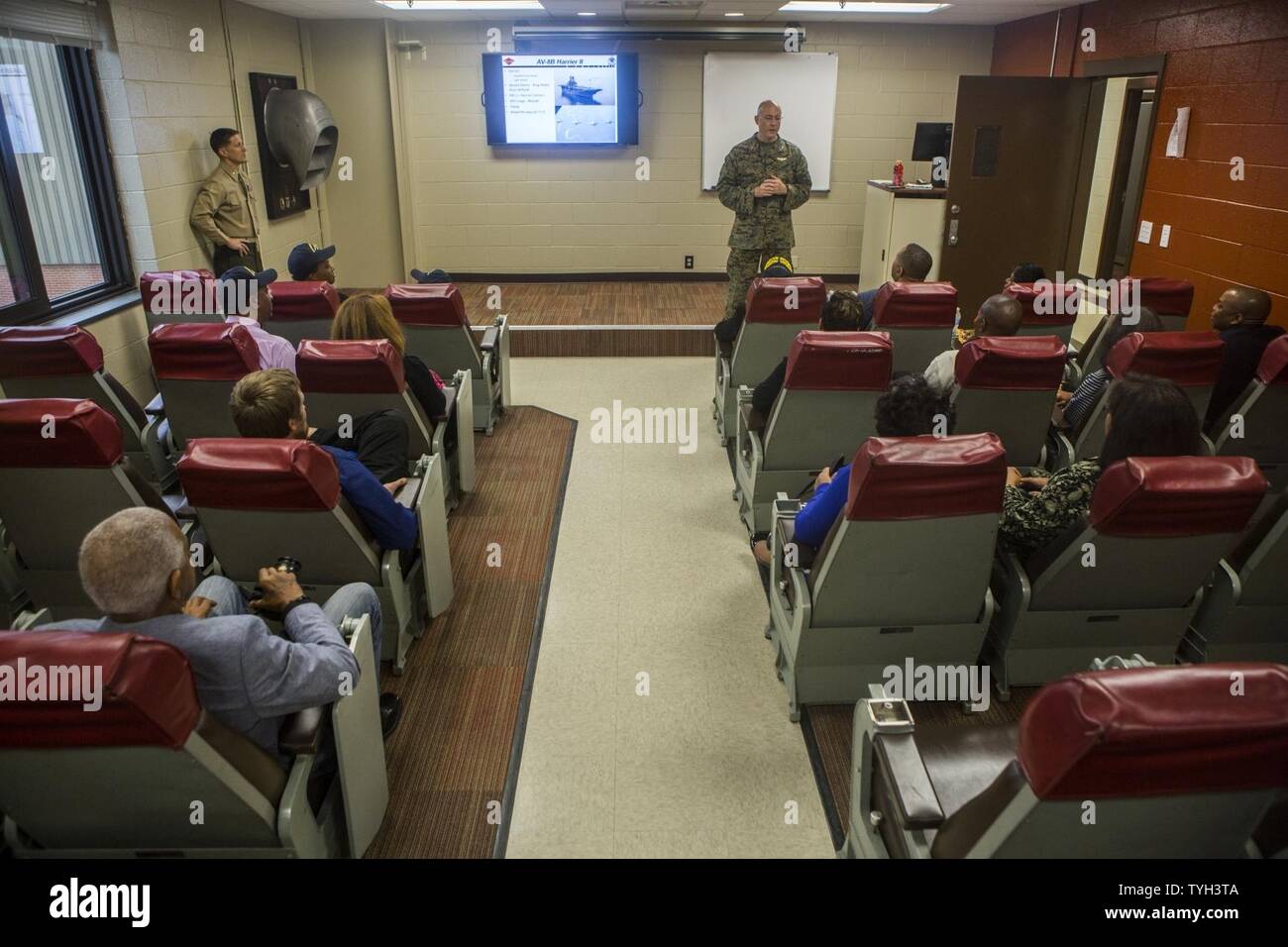 U.S. Marine Corps Col. Thomas D. Gore, right, the commanding officer of ...