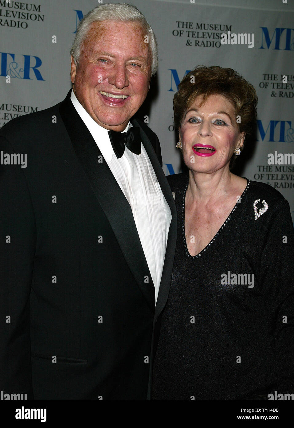 Merv Griffin and Roberta Peters arrive at the Museum of Television and ...