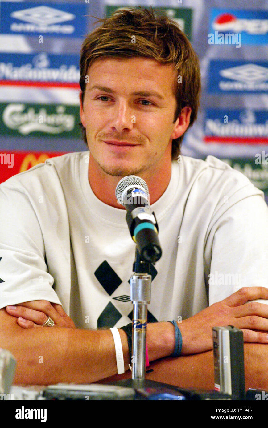 David Beckham speaks to the media at a press conference at the ...