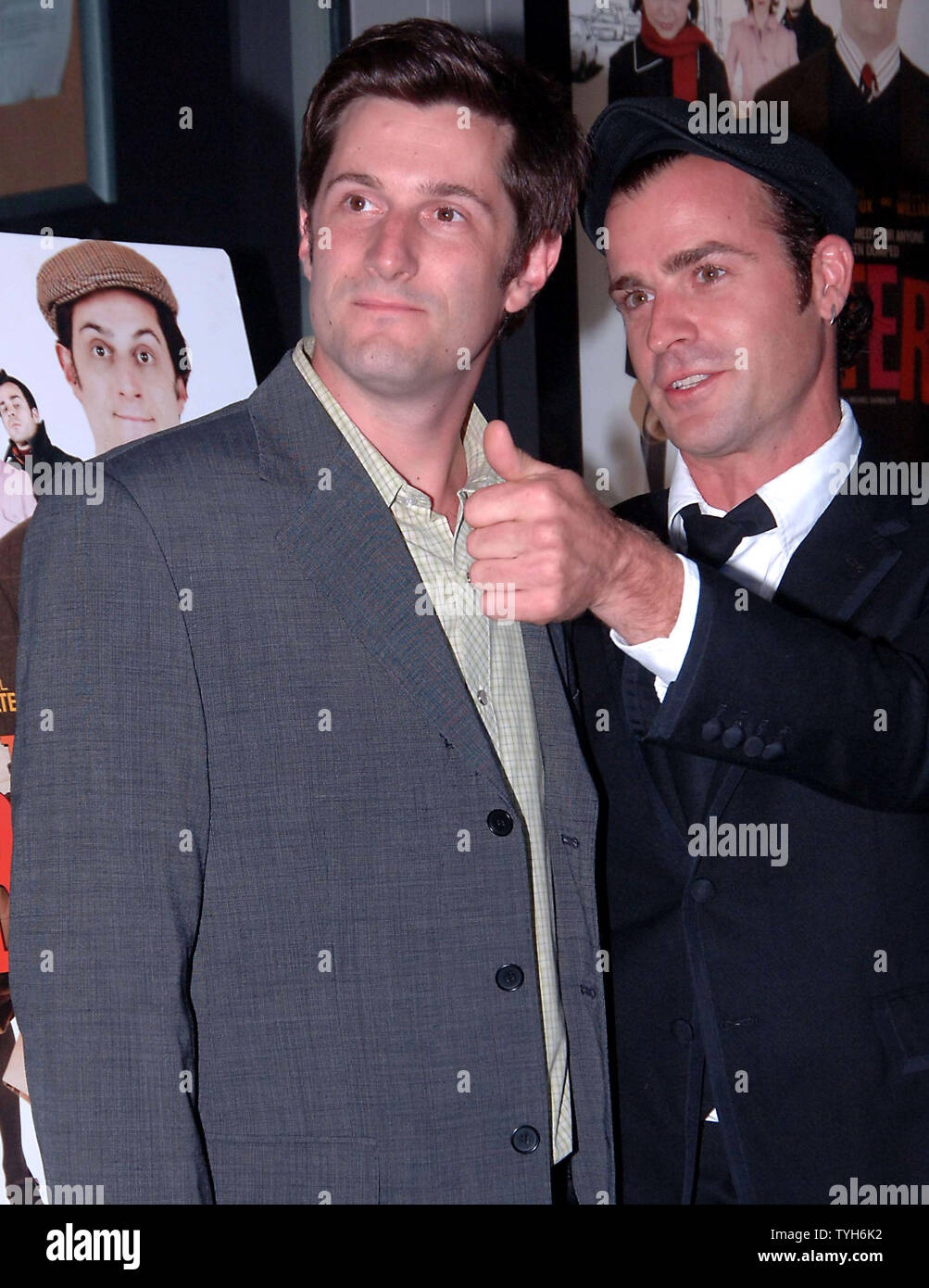 Actor Michael Showalter and his co-star Justin Theroux pose at the ...