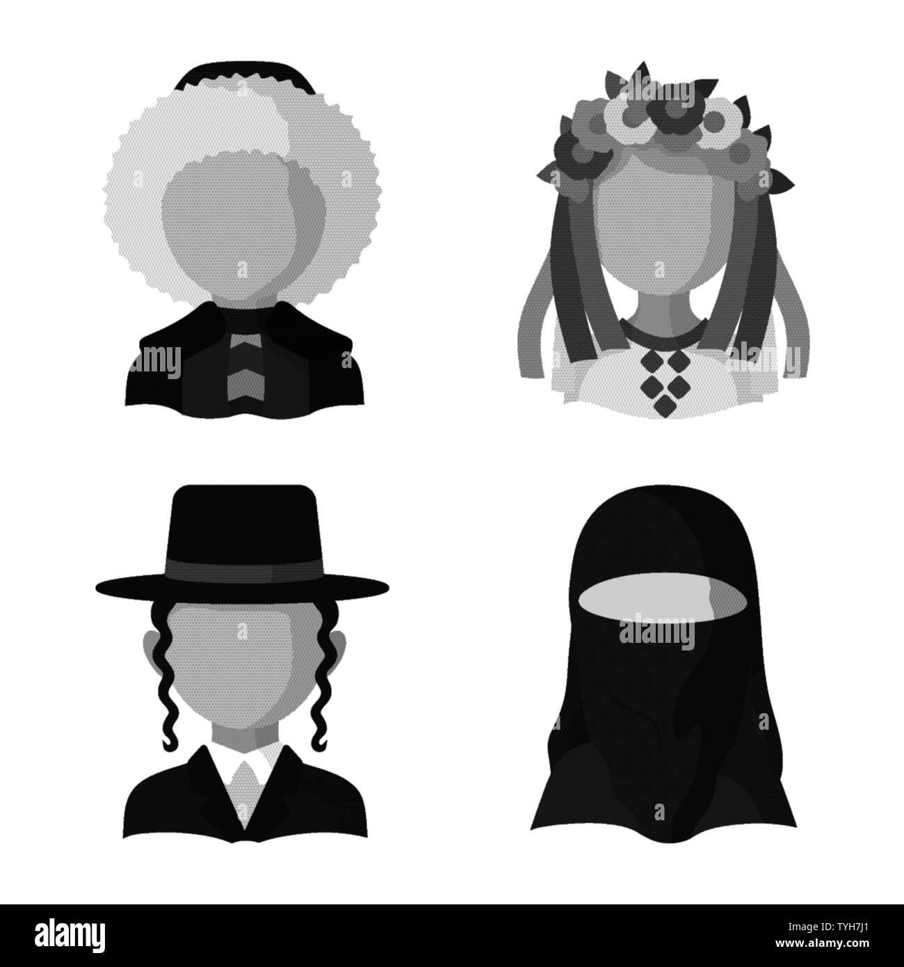 Vector design of person and culture sign. Set of person and race stock ...