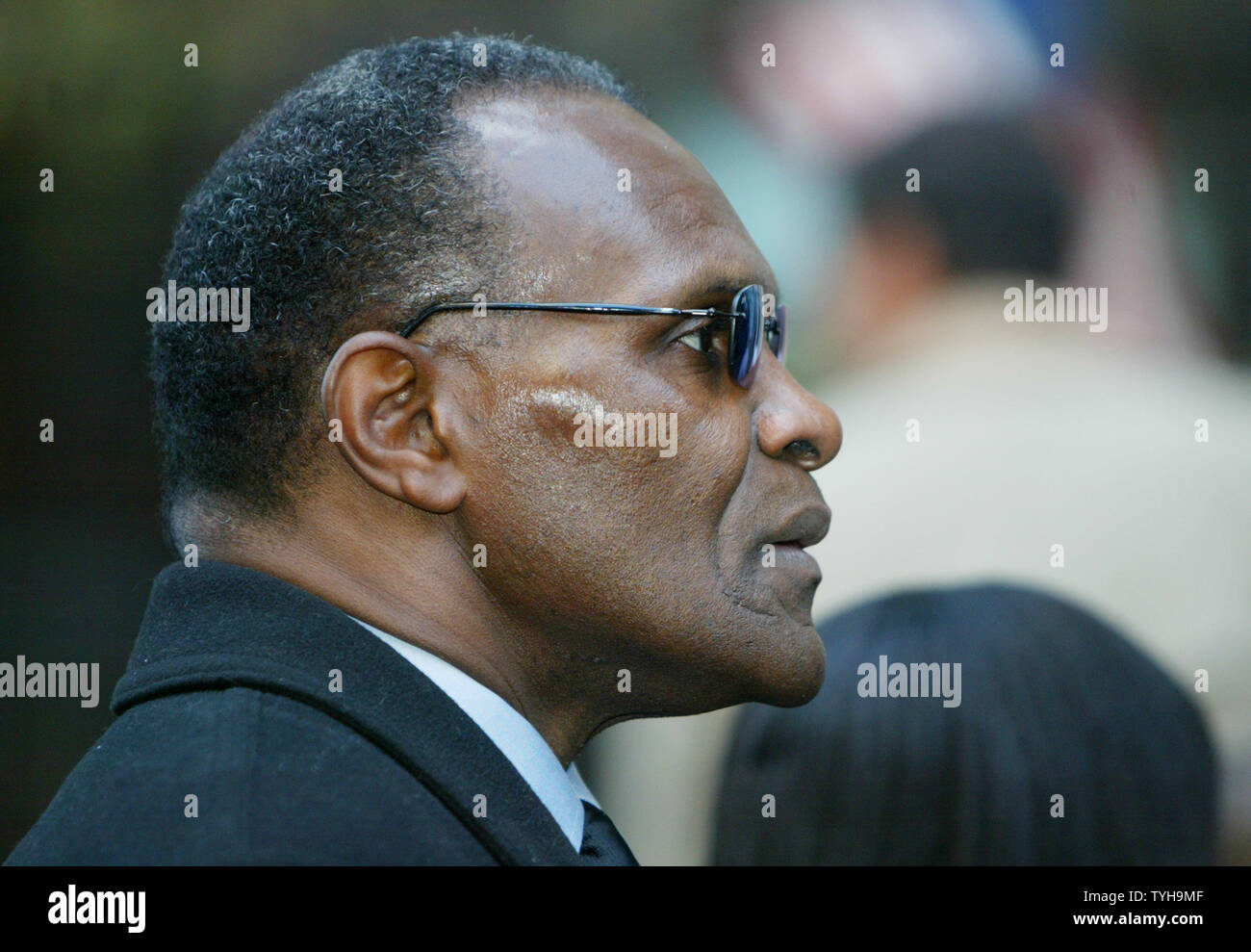 Harry Carson, ex-New York Giant linebacker, attends the funeral for ...