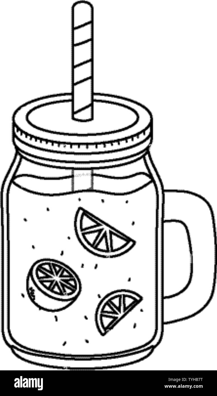 delicious tasty refresh fruit orange juice mason jar cartoon vector ...
