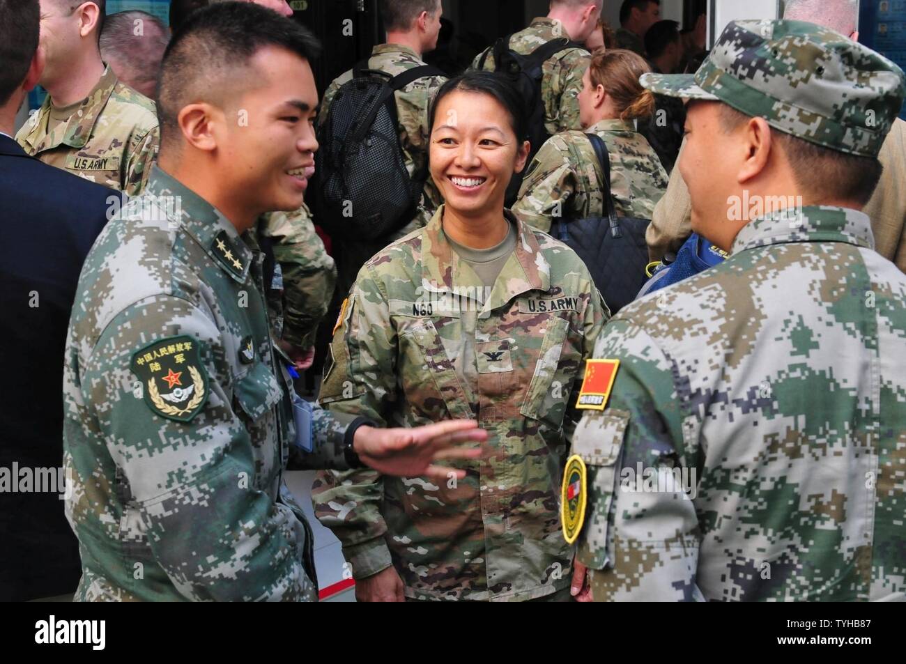 Col. Danielle Ngo, commander of the 130th Engineer Brigade, shares a ...