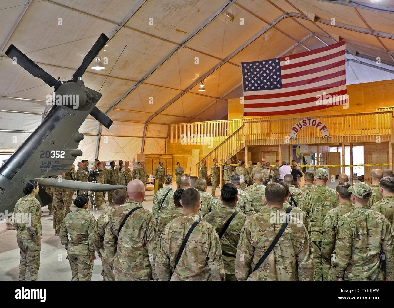 The 389th Engineer Company Soldiers of Task Force Chaos stand at ...