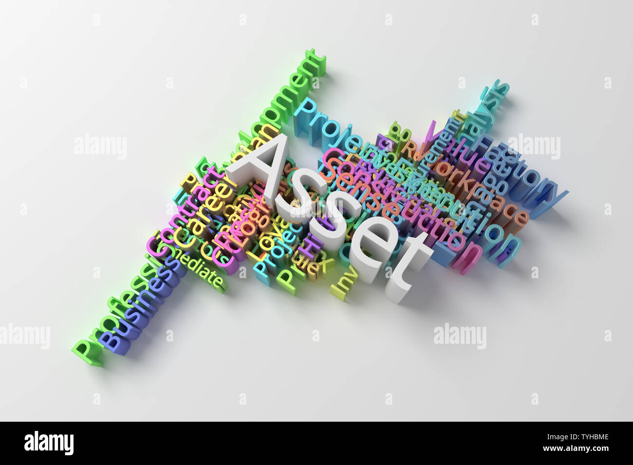 Asset, business keyword and words cloud. For web page or design, as ...