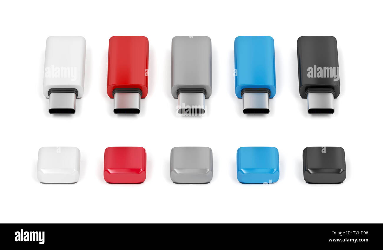 Five usb-c flash sticks with different colors Stock Photo - Alamy