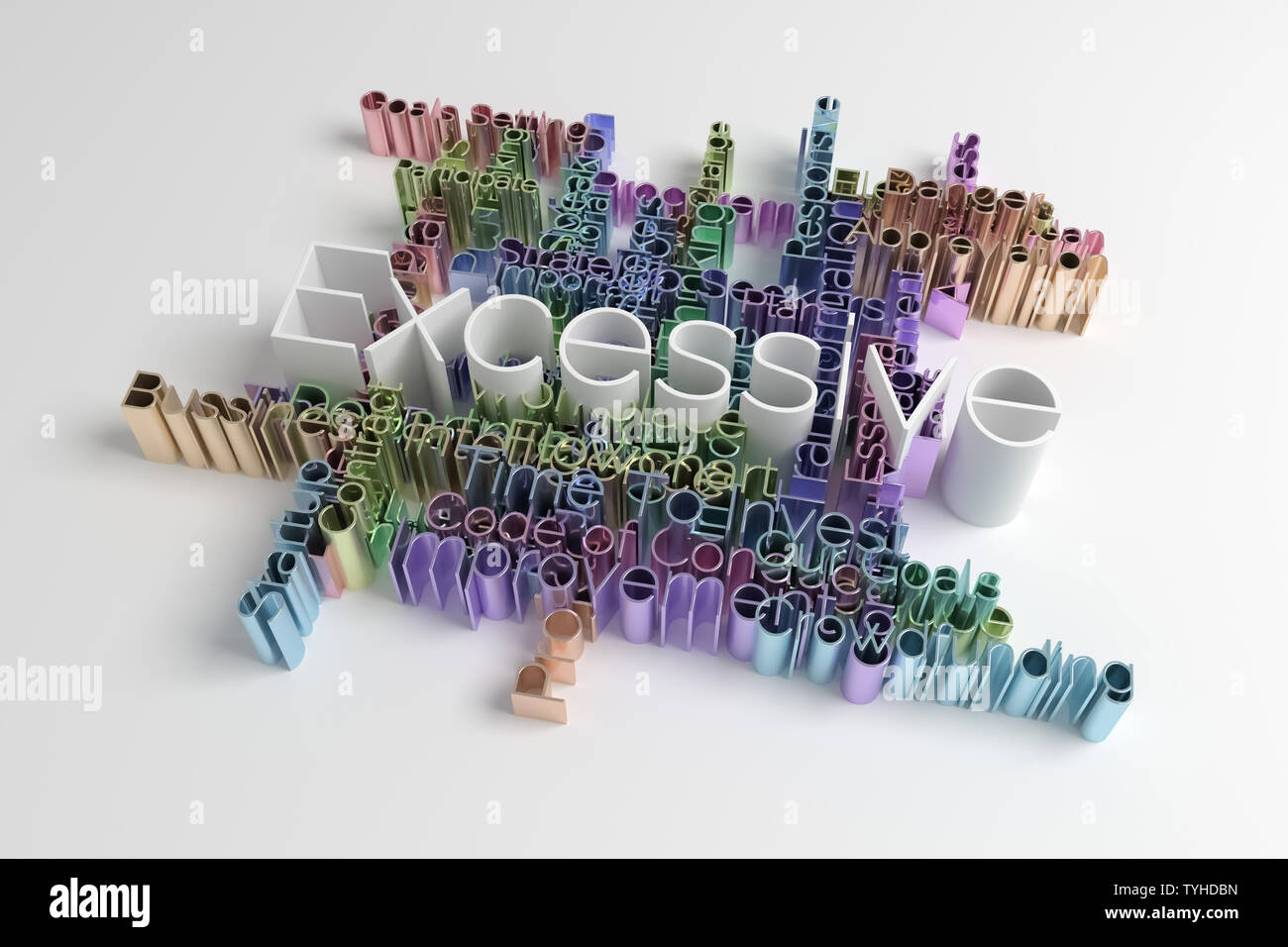 Excessive, business keyword and words cloud. For web page or design, as ...