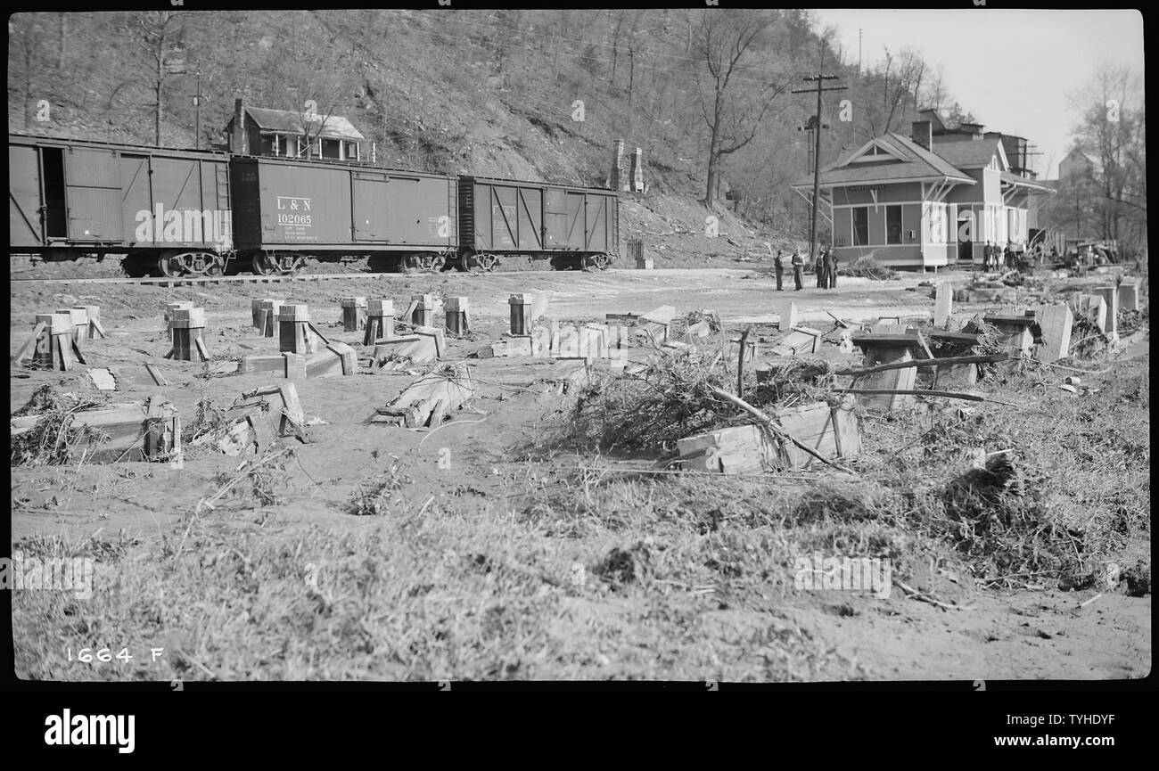 Railroad depot damaged by flood Stock Photo - Alamy