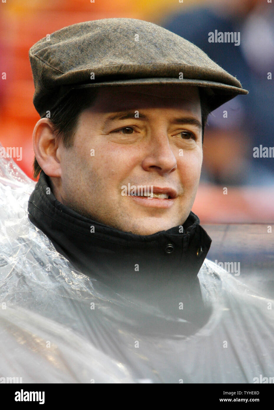 Matthew Broderick stands out in the rain at Shea Stadium in New York ...