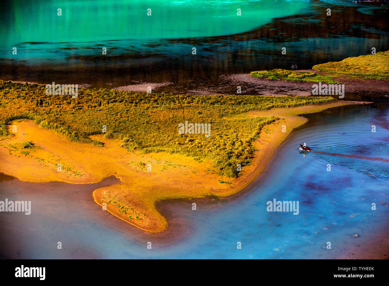 Autumn scenery of Wulong Bay in Kanas Lake, Xinjiang Stock Photo - Alamy