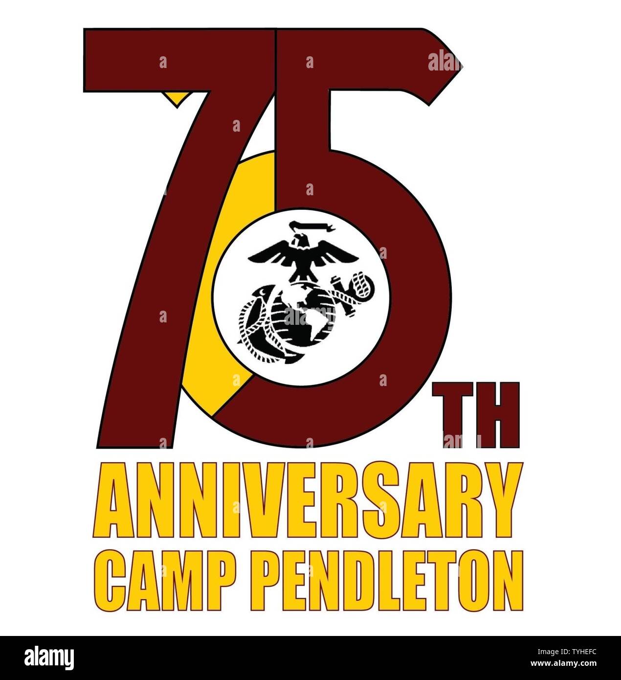 75th Anniversary Camp Pendleton logo (red/gold Stock Photo - Alamy